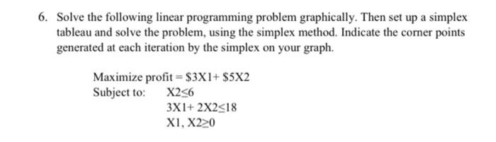 Solved 6. Solve the following linear programming problem | Chegg.com