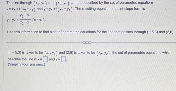 Solved The line through (x1,y1) and (x2,y2) can be described | Chegg.com