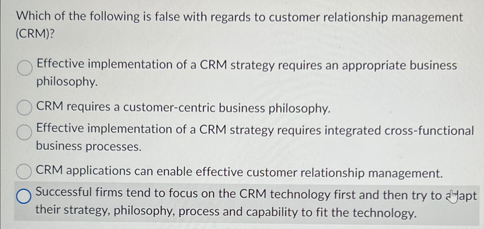 Solved Which of the following is false with regards to | Chegg.com