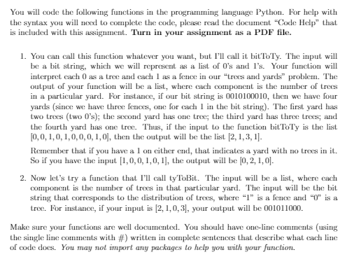 Solved You will code the following functions in the | Chegg.com