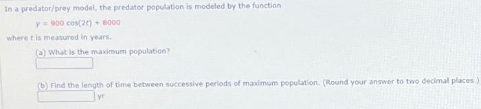 Solved N A Predator Prey Model The Predator Population Is