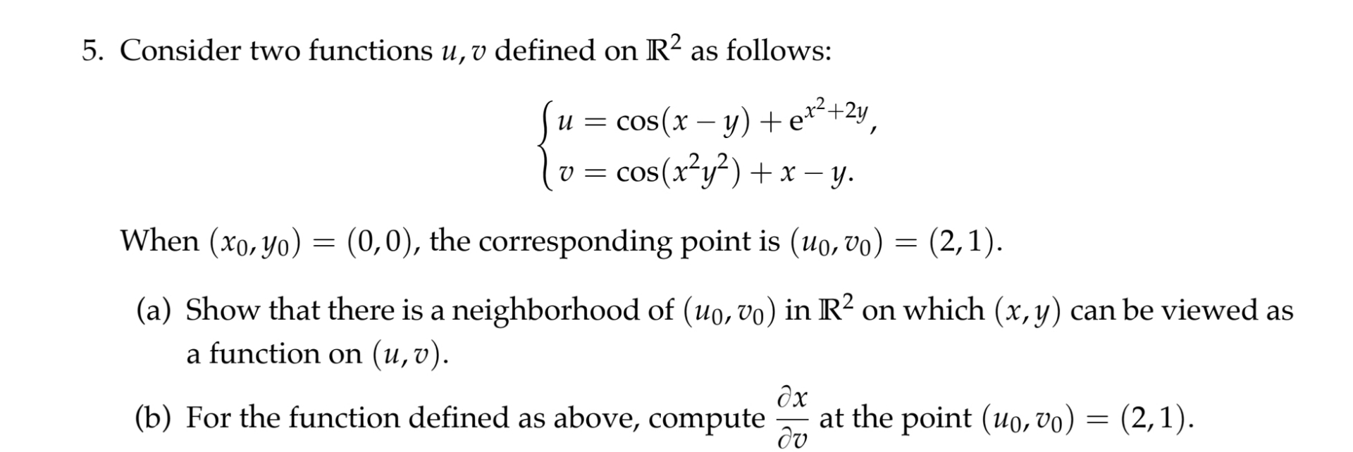 Solved Consider two functions u,v ﻿defined on R2 ﻿as | Chegg.com