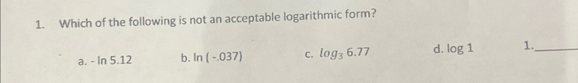 Solved Which of the following is not an acceptable | Chegg.com