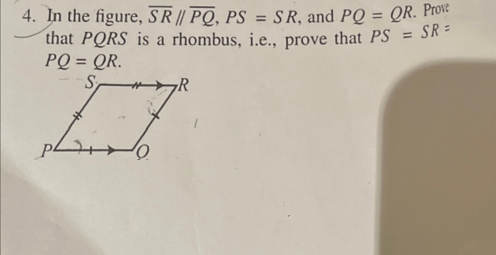 Solved In the figure, ?bar SR???bar (PQ),PS=SR, ﻿and PQ=QR. | Chegg.com