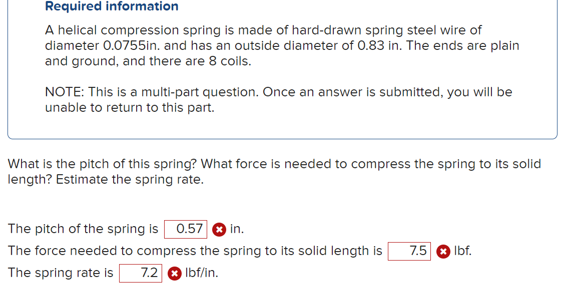 Solved Required informationA helical compression spring is | Chegg.com