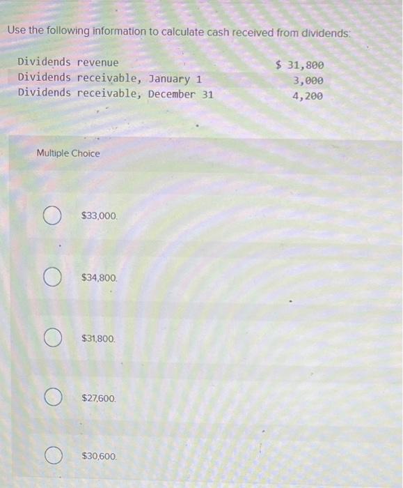 Solved Use the following information to calculate cash | Chegg.com