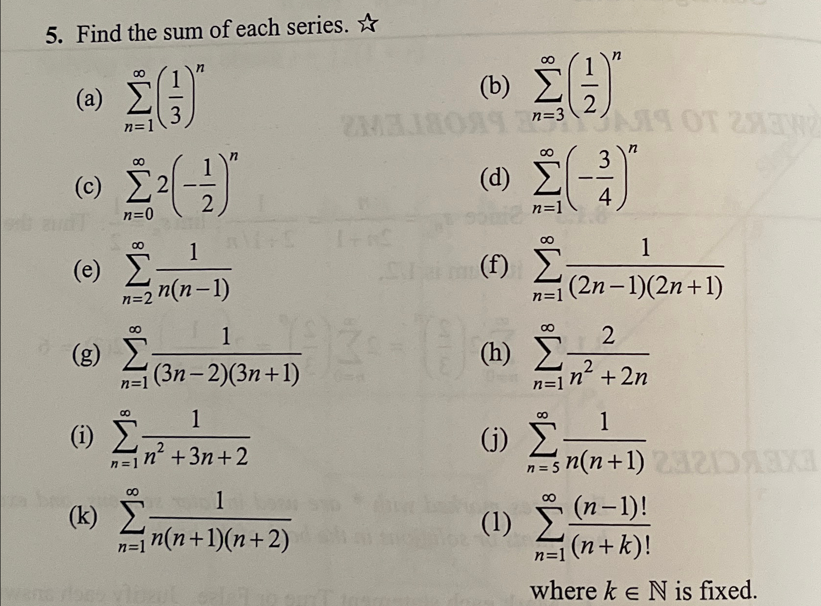 Solved Find the sum of each series. | Chegg.com