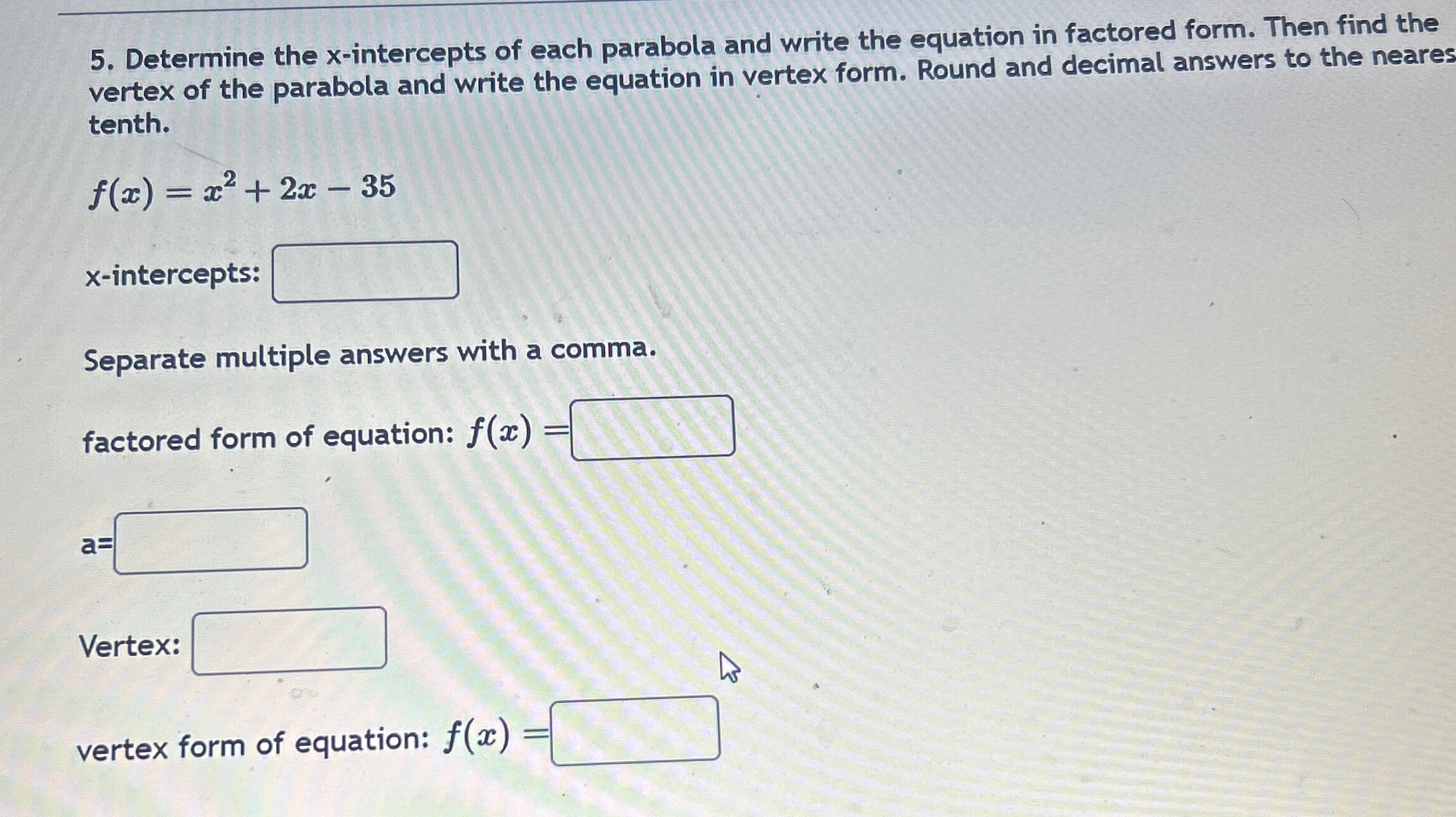 Solved Determine the x-intercepts of each parabola and write | Chegg.com