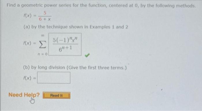 Solved Find a geometric power series for the function, | Chegg.com