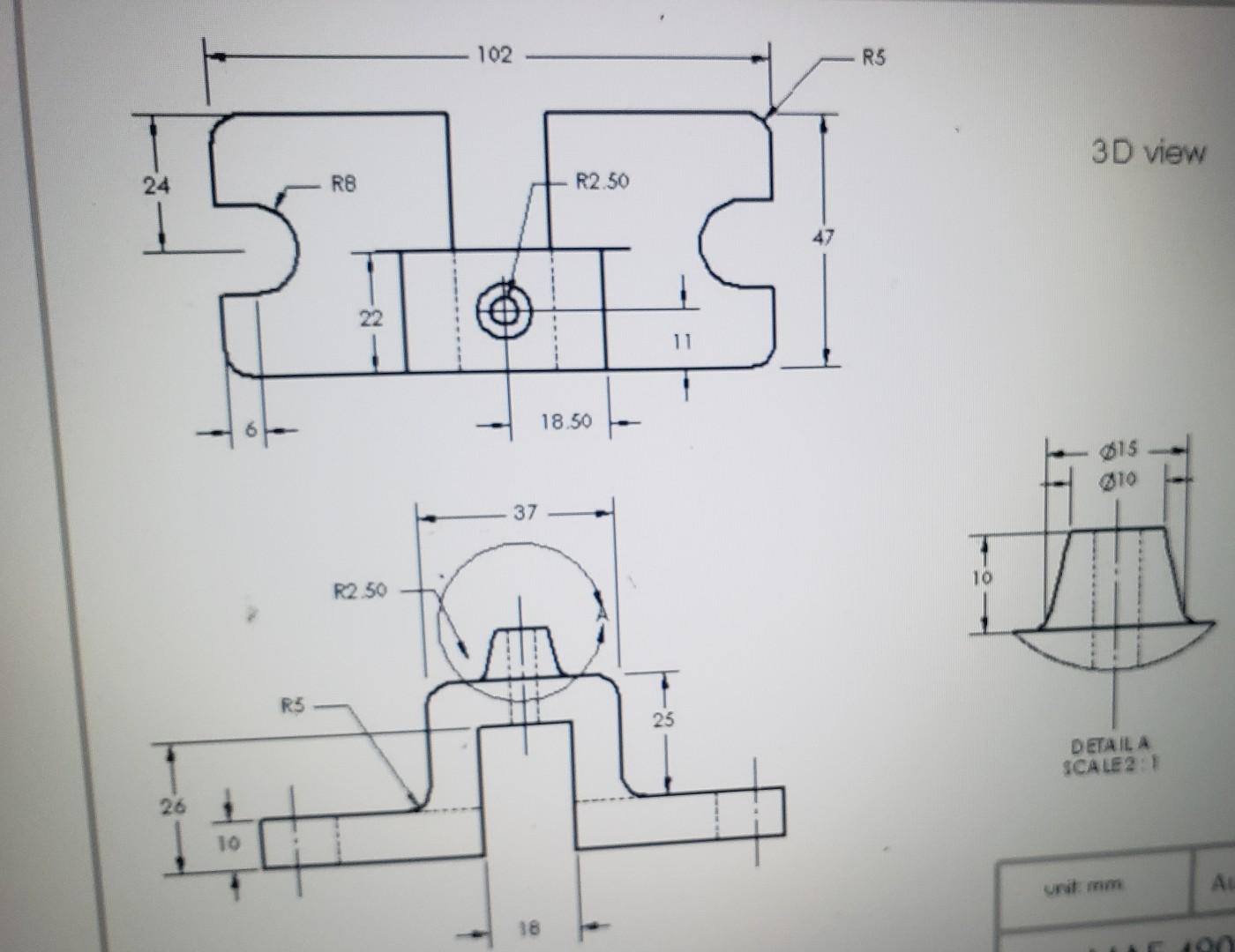 Solved Pls, I need with this drawing using solidworks. I | Chegg.com