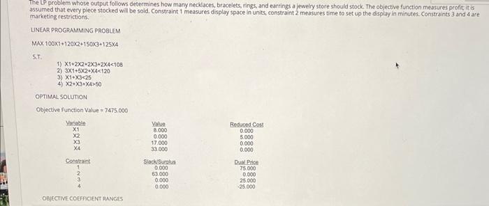 Solved The LP problem whose output follows determines how | Chegg.com