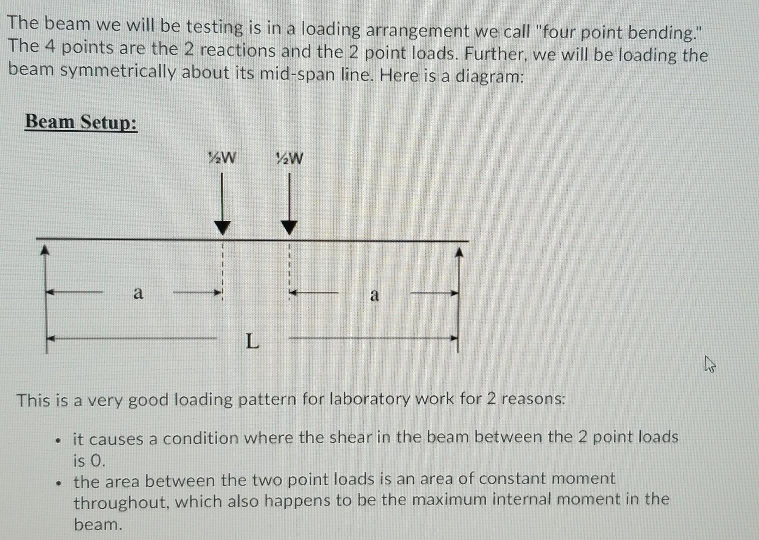 Solved The beam we will be testing is in a loading | Chegg.com