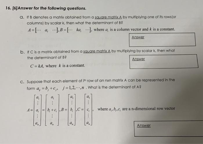 Solved A=[⋯ai⋯],B=[⋯ka,⋯], where a,is a column vector and k | Chegg.com