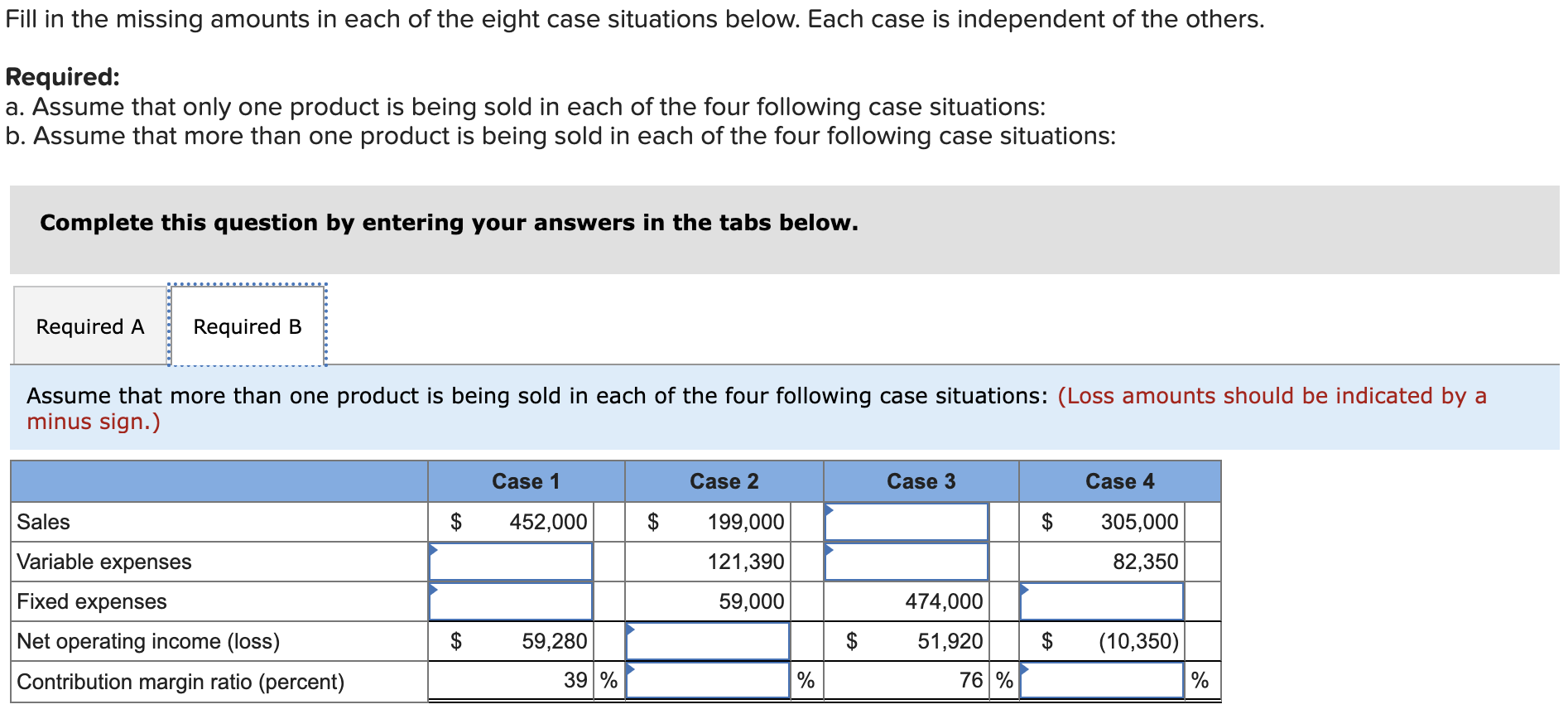 Solved Fill in the missing amounts in each of the eight case | Chegg.com