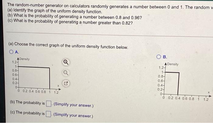 Solved The random-number generator on calculators randomly | Chegg.com