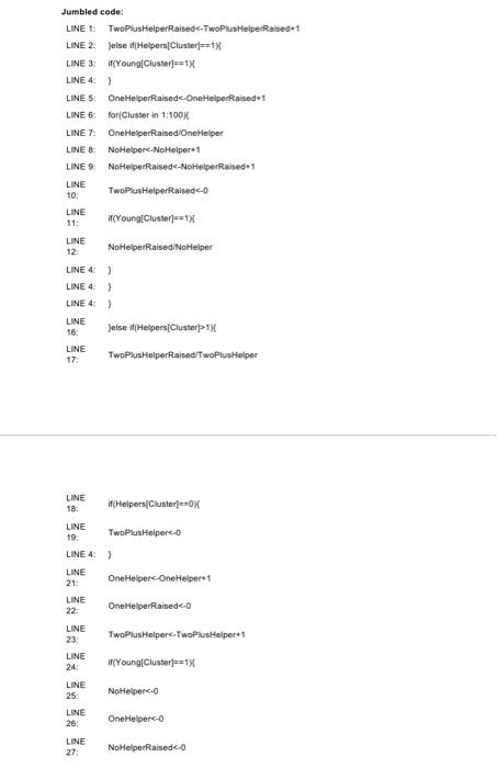 Solved Please put the jumbled lines of code (1-27) in the | Chegg.com