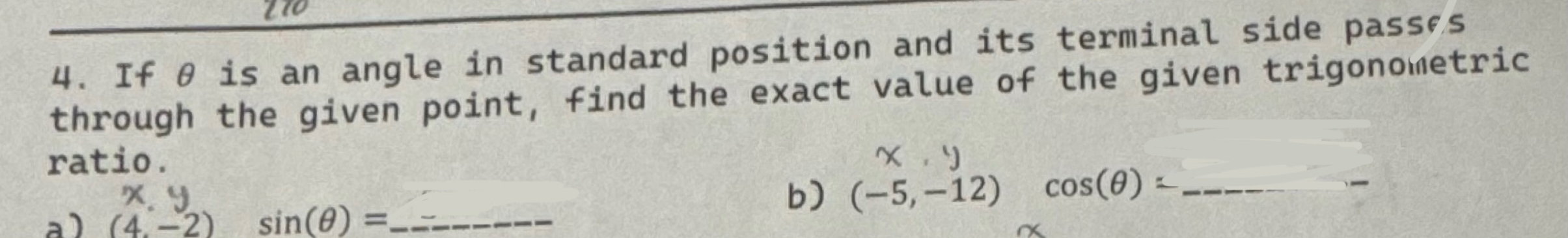 Solved If θ ﻿is an angle in standard position and its | Chegg.com