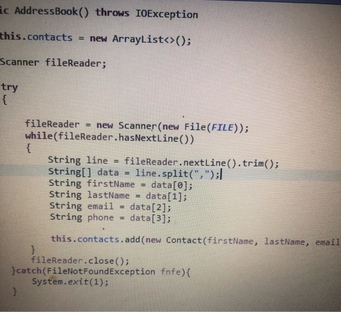 Solved the first photo is a class called addressbook. the | Chegg.com