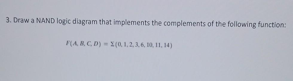 Solved 3. Draw a NAND logic diagram that implements the | Chegg.com