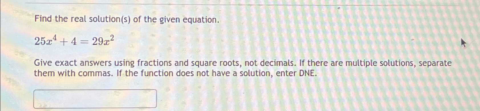 Solved Find the real solution(s) ﻿of the given | Chegg.com