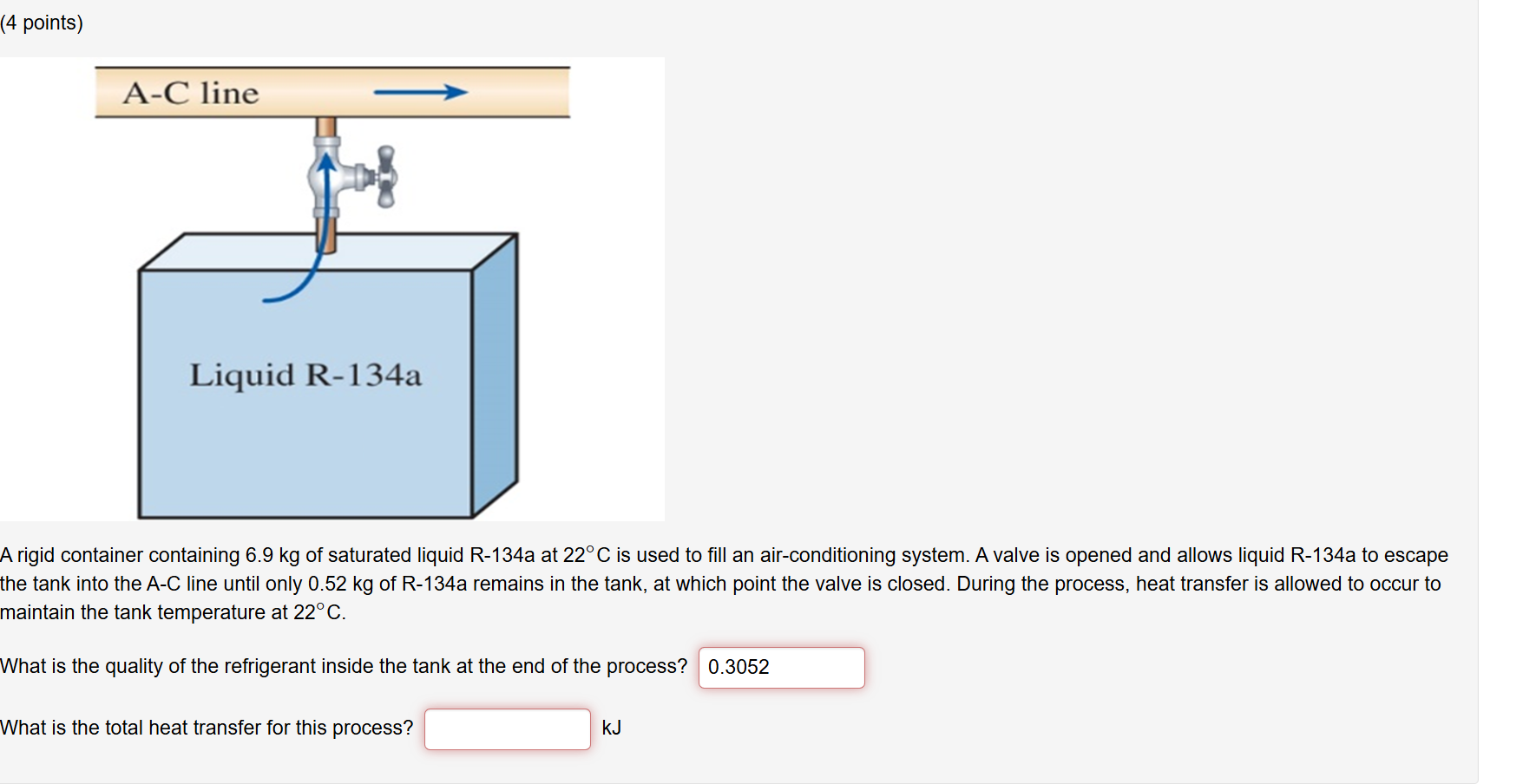 Solved (4 ﻿points) ﻿A rigid container containing 6.9 ﻿kg of | Chegg.com