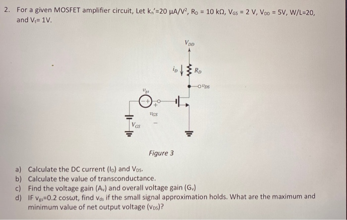 Solved 1. A common source amplifier which utilizes a MOSFET | Chegg.com