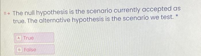 Solved 11+ The null hypothesis is the scenario currently | Chegg.com