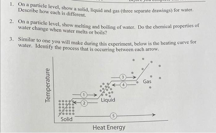Solved 1. On a particle level, show a solid, liquid and gas | Chegg.com