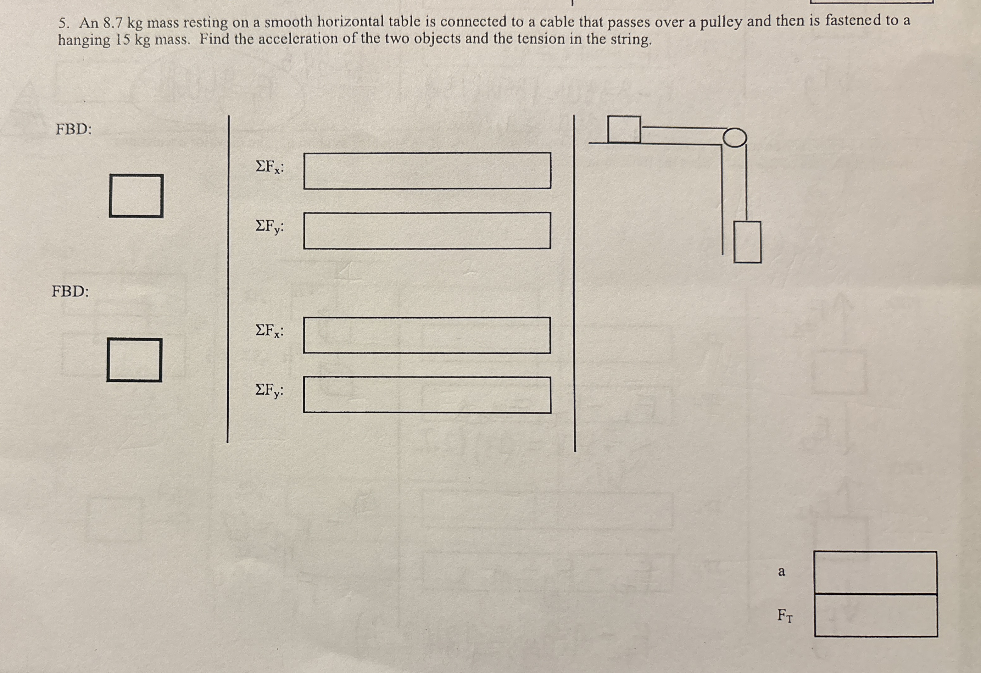 Solved An 8.7 ﻿kg mass resting on a smooth horizontal table | Chegg.com