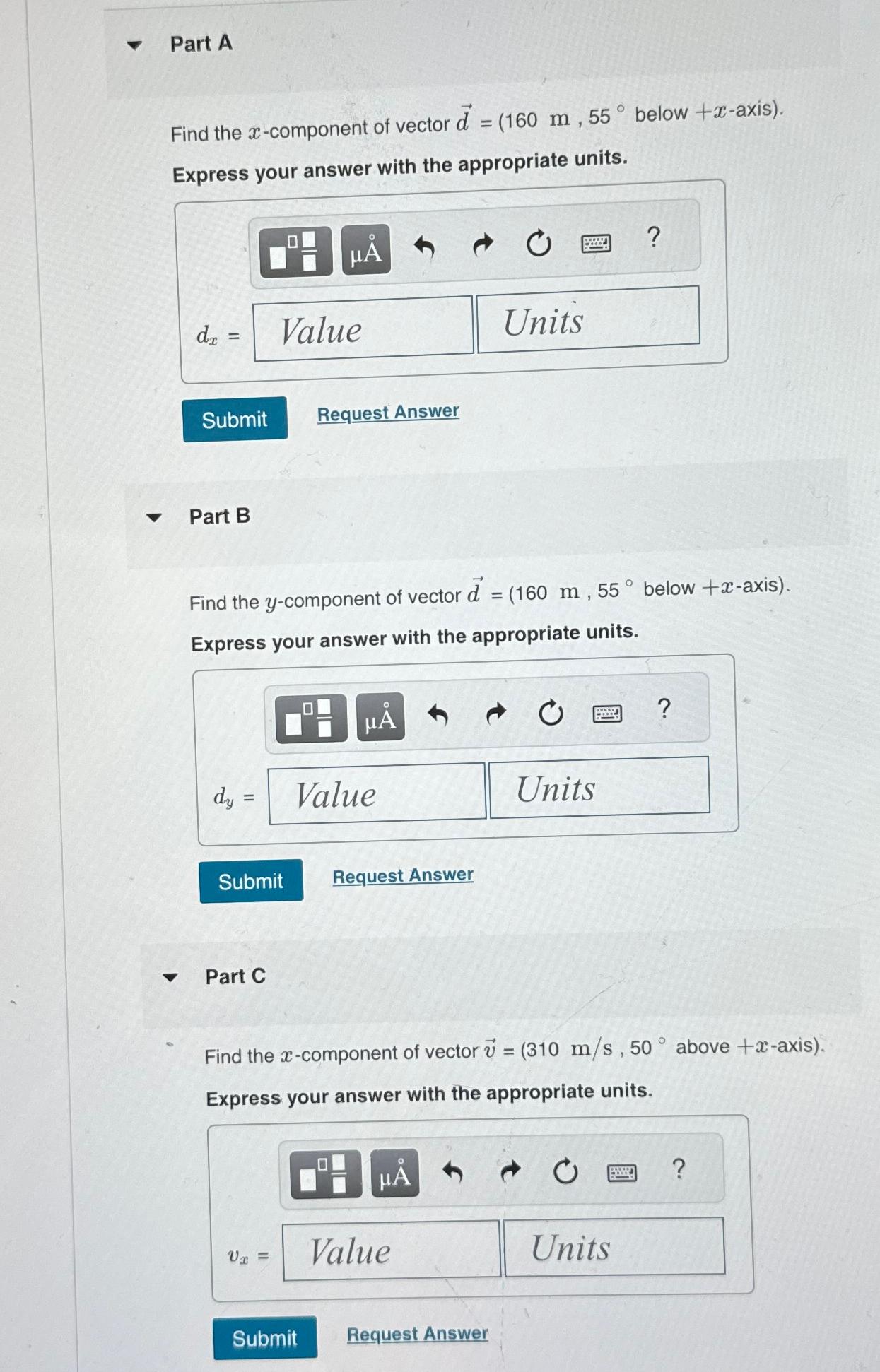 Solved Part AFind the x-component of vector below +x-axis | Chegg.com Solved Part AFind the x-component of vector below +x-axis | Chegg.com