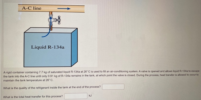Solved A-C line Liquid R-134a A rigid container containing | Chegg.com