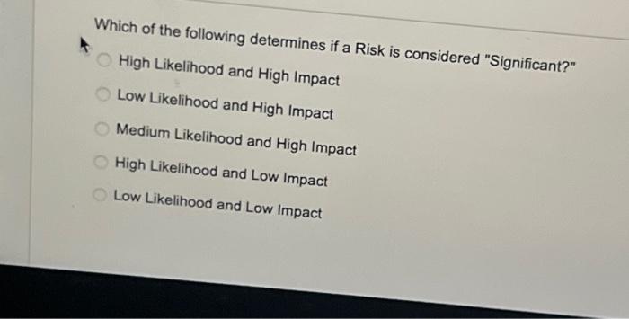 Solved Which of the following determines if a Risk is | Chegg.com