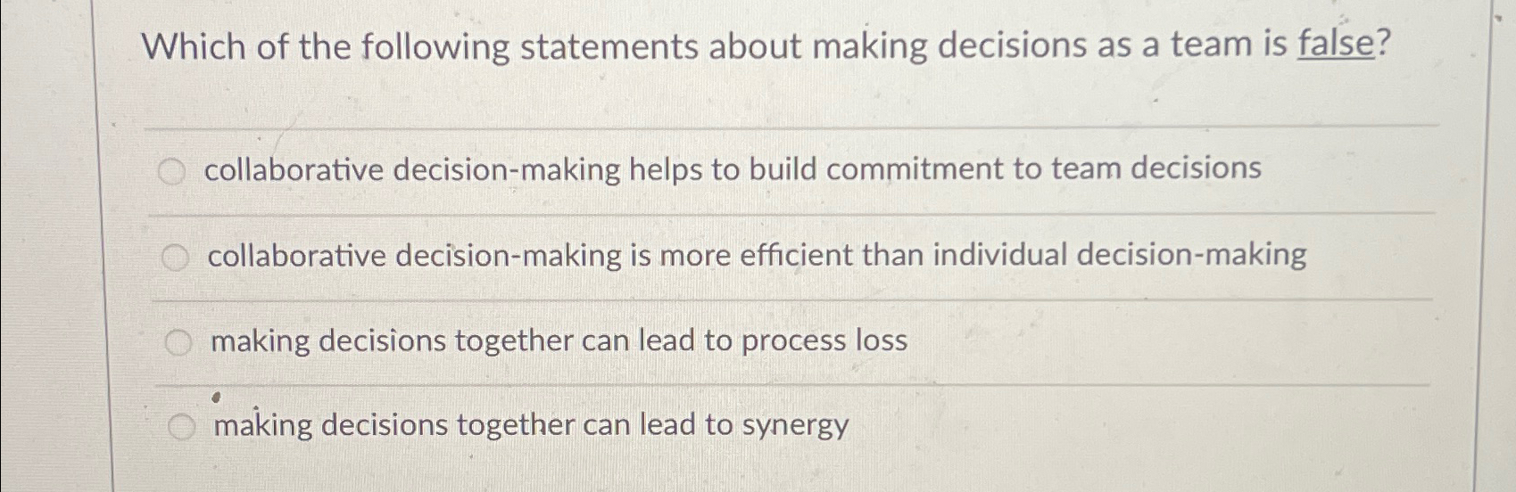 Solved Which of the following statements about making | Chegg.com