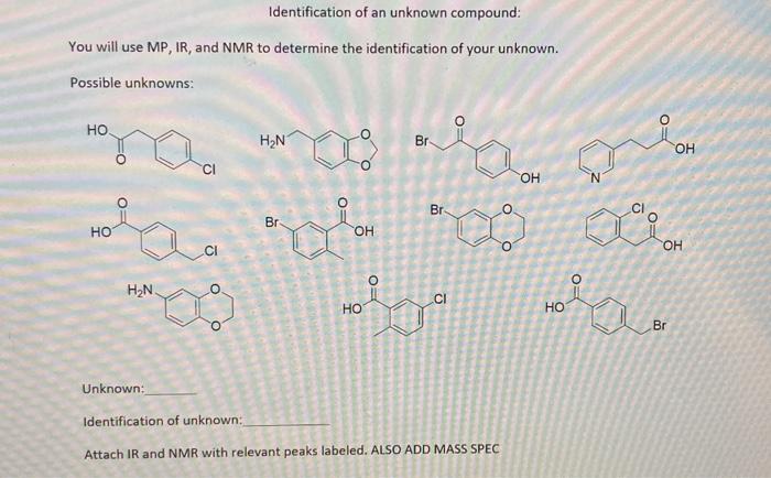 Solved Identification of an unknown compound: You will use | Chegg.com