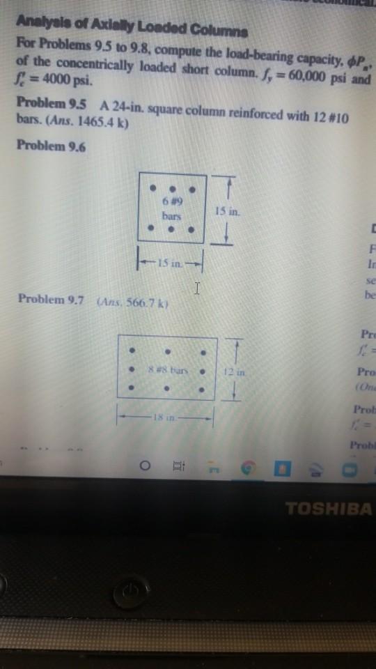 Solved Analysis of Axially Loaded Columns For Problems 9.5 | Chegg.com