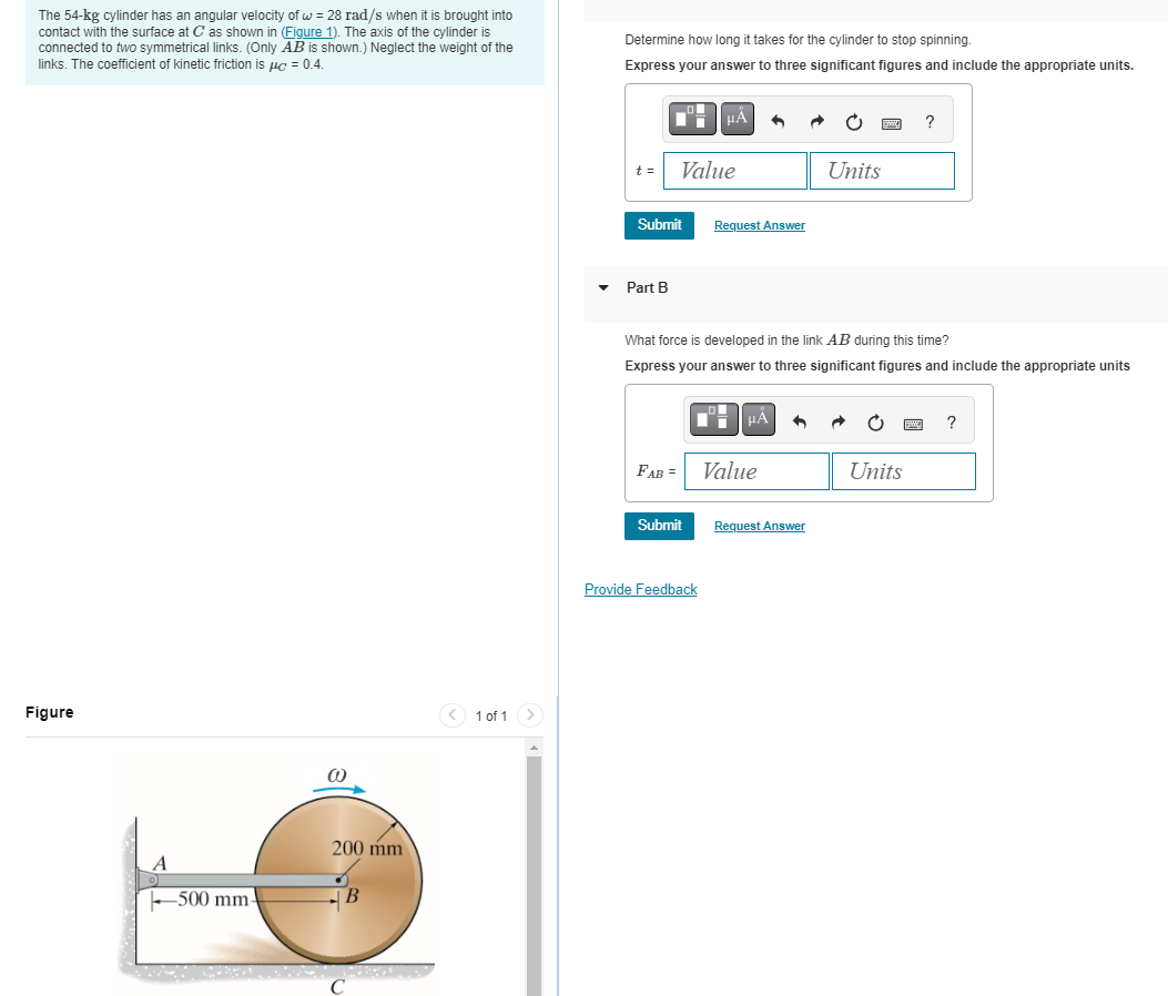 Solved The 54-kg cylinder has an angular velocity of | Chegg.com