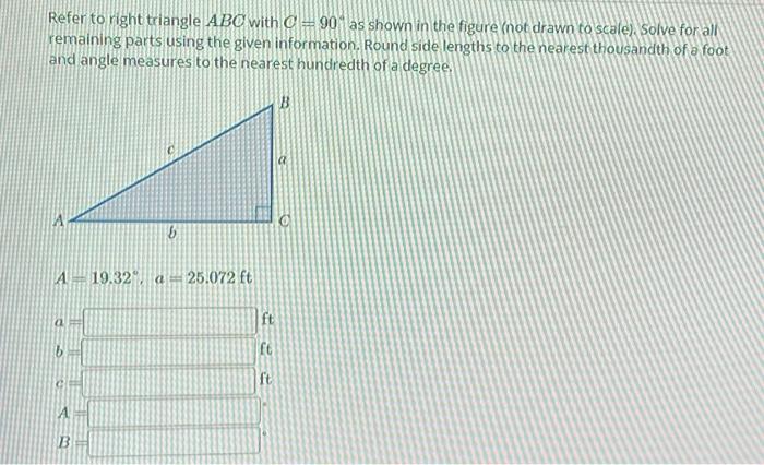 Solved Refer to right triangle ABC with C = 90° as shown in | Chegg.com