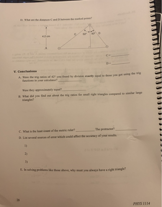 Solved Response Sheet Experiment 113 Trigonometry Instructor | Chegg.com