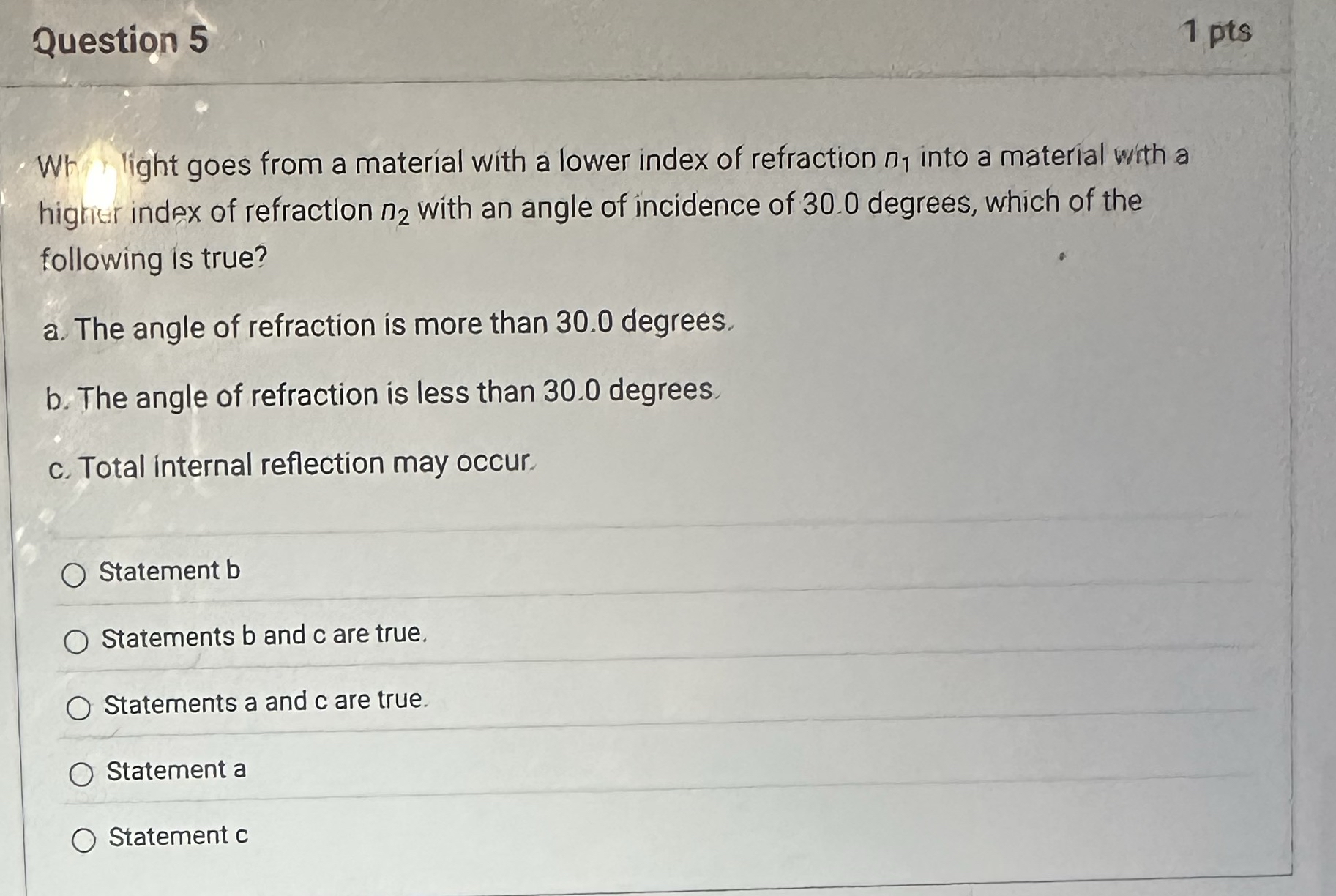Solved Question 51 ﻿ptsWh light goes from a material with a | Chegg.com