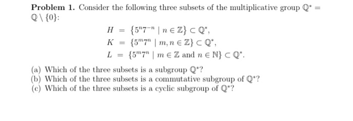 Solved Problem 1. Consider the following three subsets of | Chegg.com