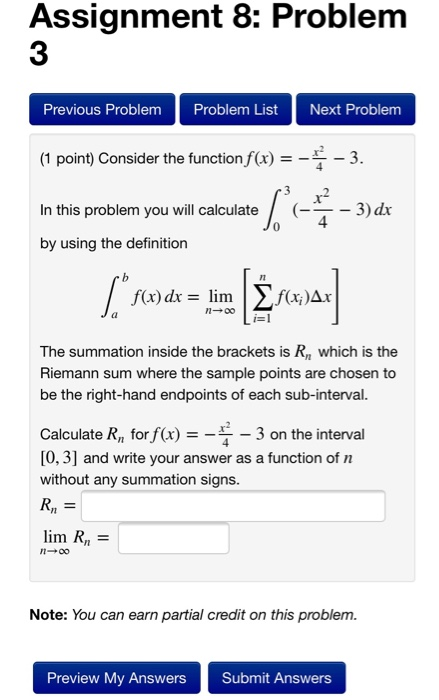 Solved Assignment 8 Problem Previous Problem Problem List 