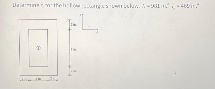 Determine ry for the hollow rectangle shown below. | Chegg.com