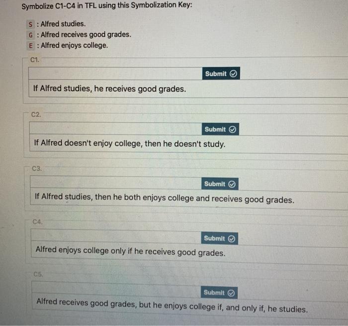 Solved Symbolize C1-C4 in TFL using this Symbolization Key: | Chegg.com