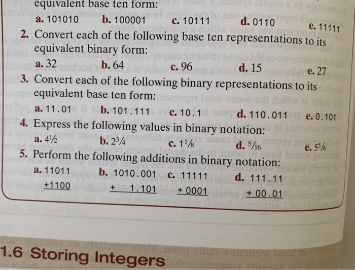 Solved e. 27 equivalent base ten form: a. 101010 b. 100001 | Chegg.com
