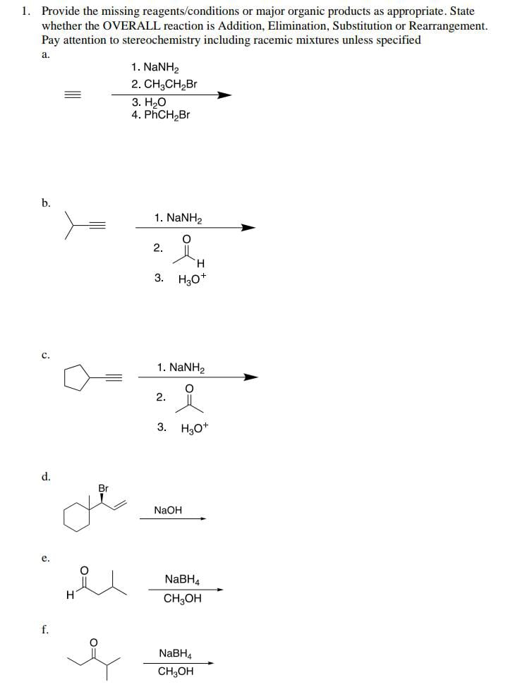 Provide the missing reagents/conditions or major | Chegg.com