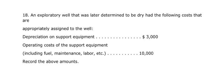 Solved 18 An Exploratory Well That Was Later Determined To