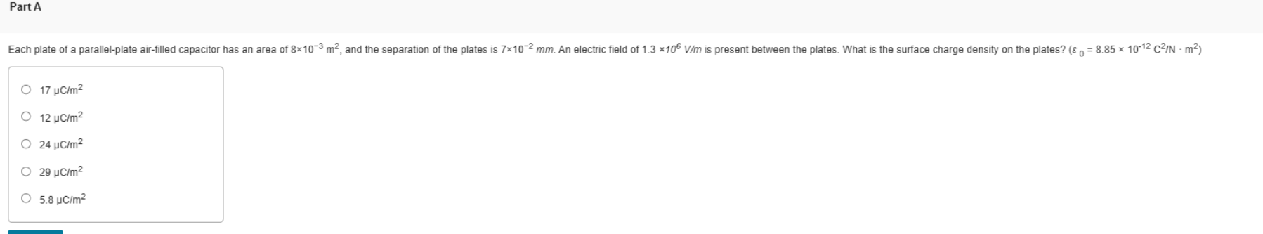 Solved Part A17\mu (C)/(m^(2))12\mu (C)/(m^(2))24\mu | Chegg.com