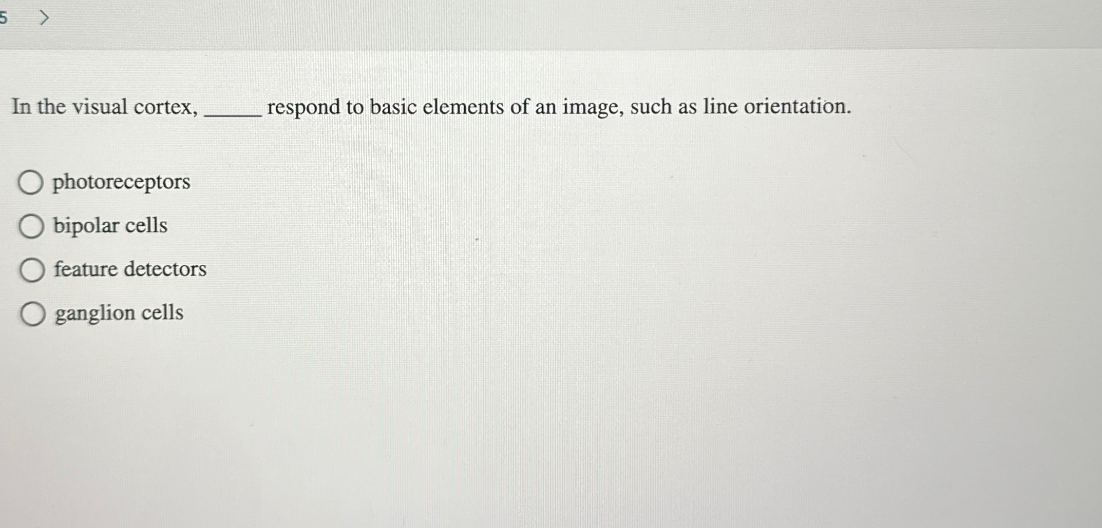 Solved In the visual cortex, respond to basic elements of an | Chegg.com