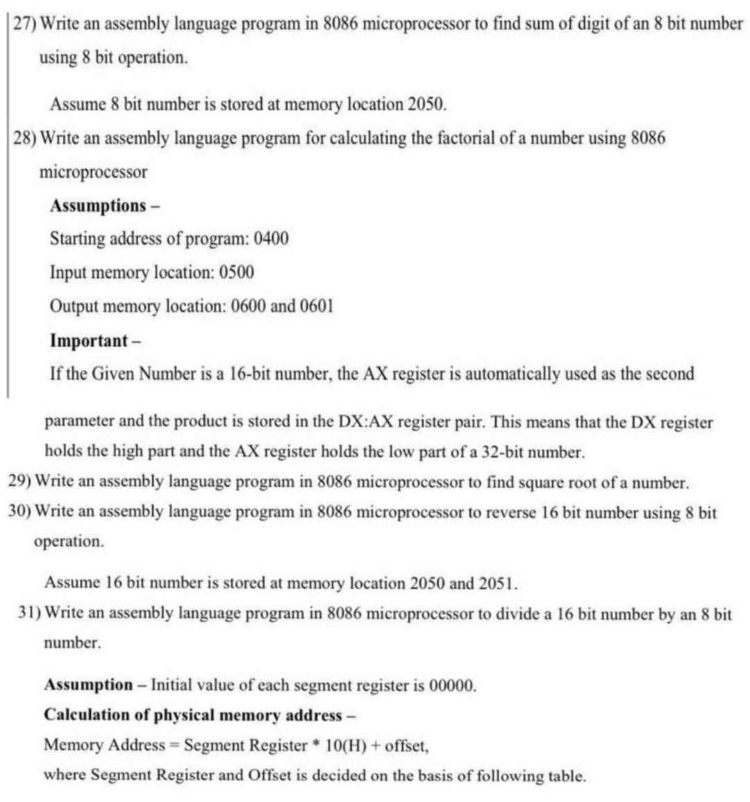 Solved | 27) Write an assembly language program in 8086 | Chegg.com
