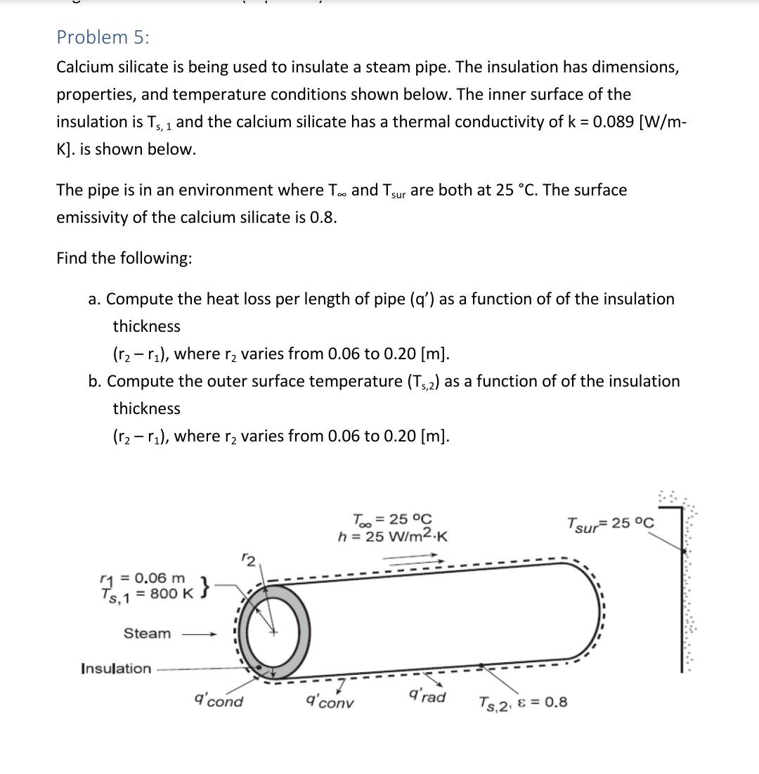 Solved Problem 5: Calcium silicate is being used to insulate | Chegg.com